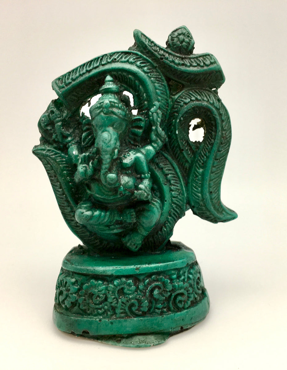 Nepali Green Ganesh Statue Figurine Seated in Om – The Treasure Tower